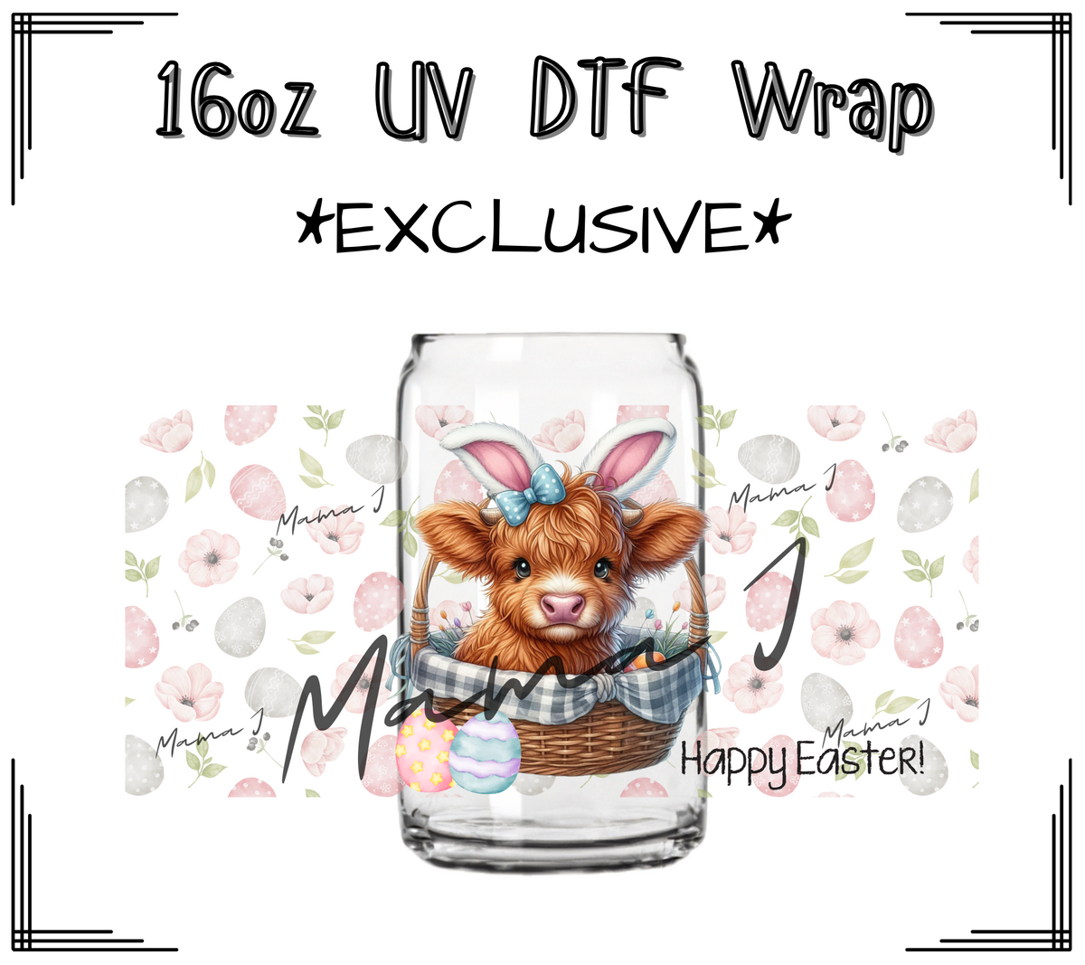 Happy Easter Baby Cow UV DTF Libby Wrap 16oz| MamajCreations