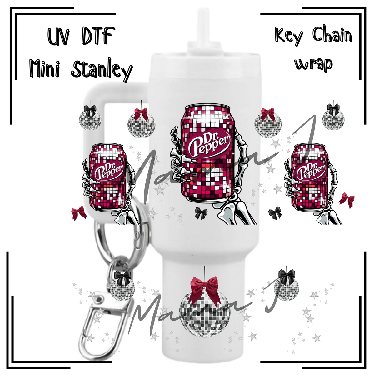 Dr Pepper UV DTF Mini Stanley Key Chain Wrap| MamajCreations