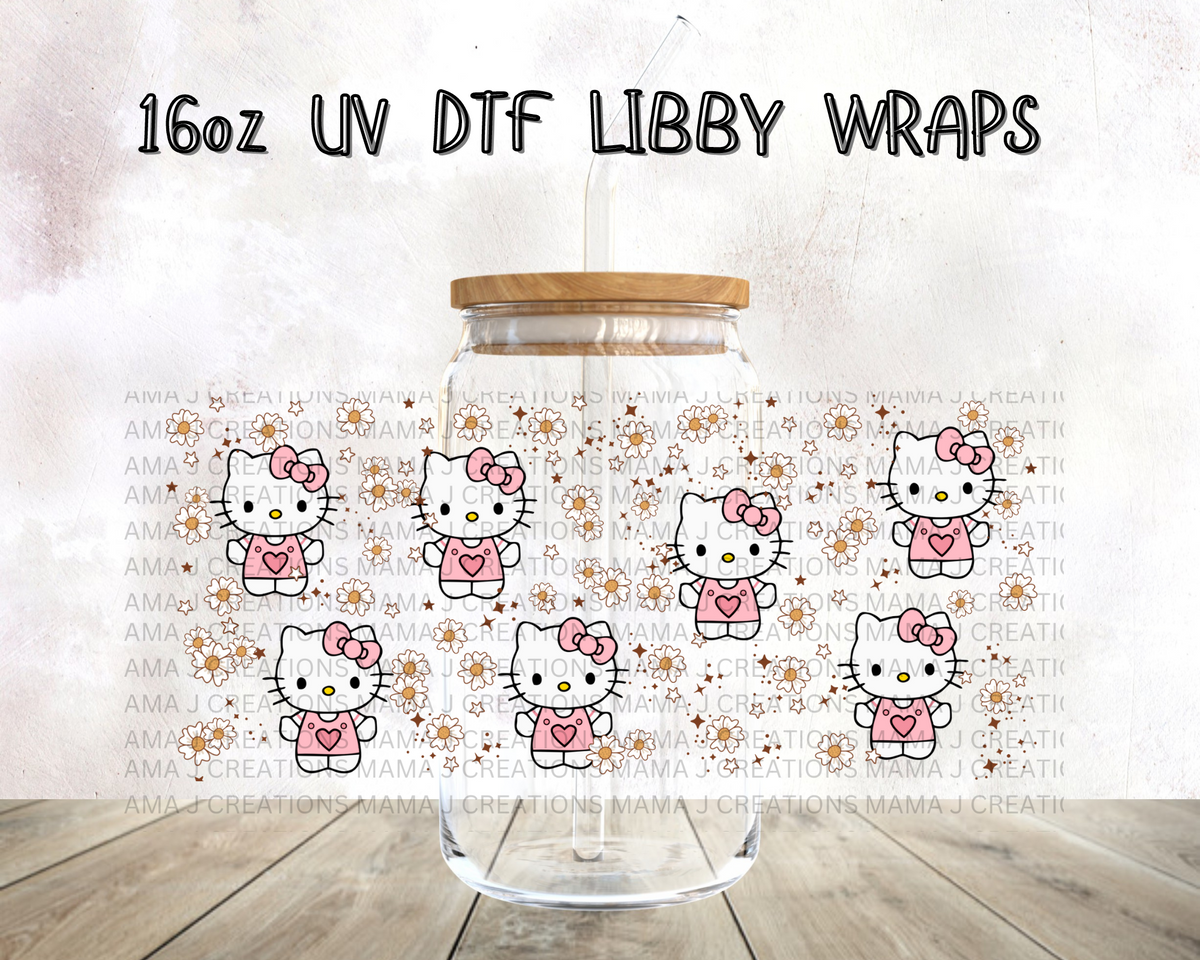 Hello Kitty Spring Flowers 1 Libbey Wrap 16oz| MamajCreations
