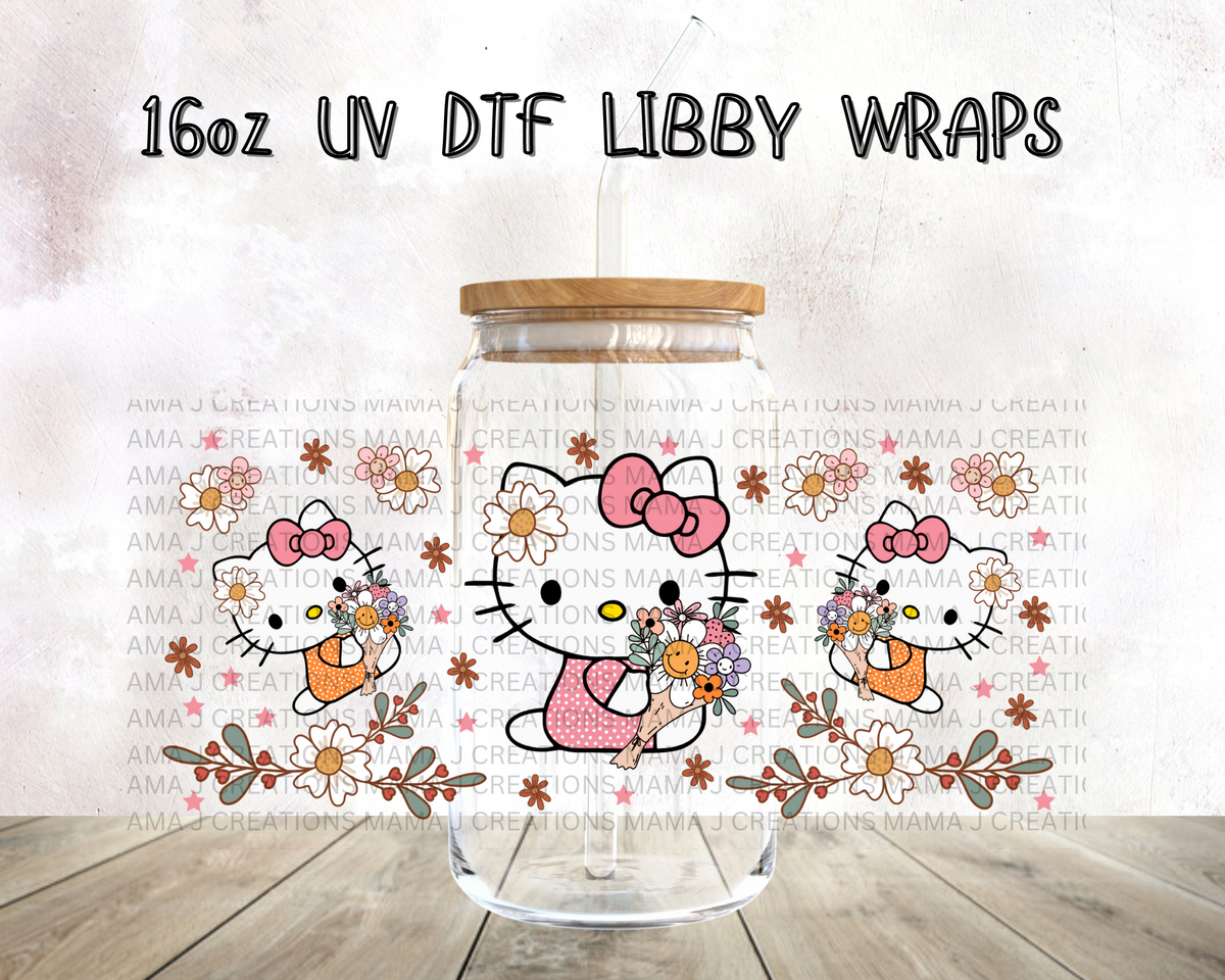 Hello Kitty Spring Flowers Libbey Wrap 16oz| MamajCreations