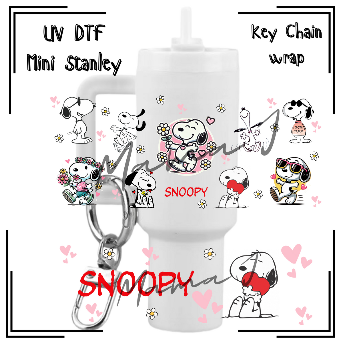 Snoopy UV DTF Mini Stanley Key Chain Wrap| MamajCreations