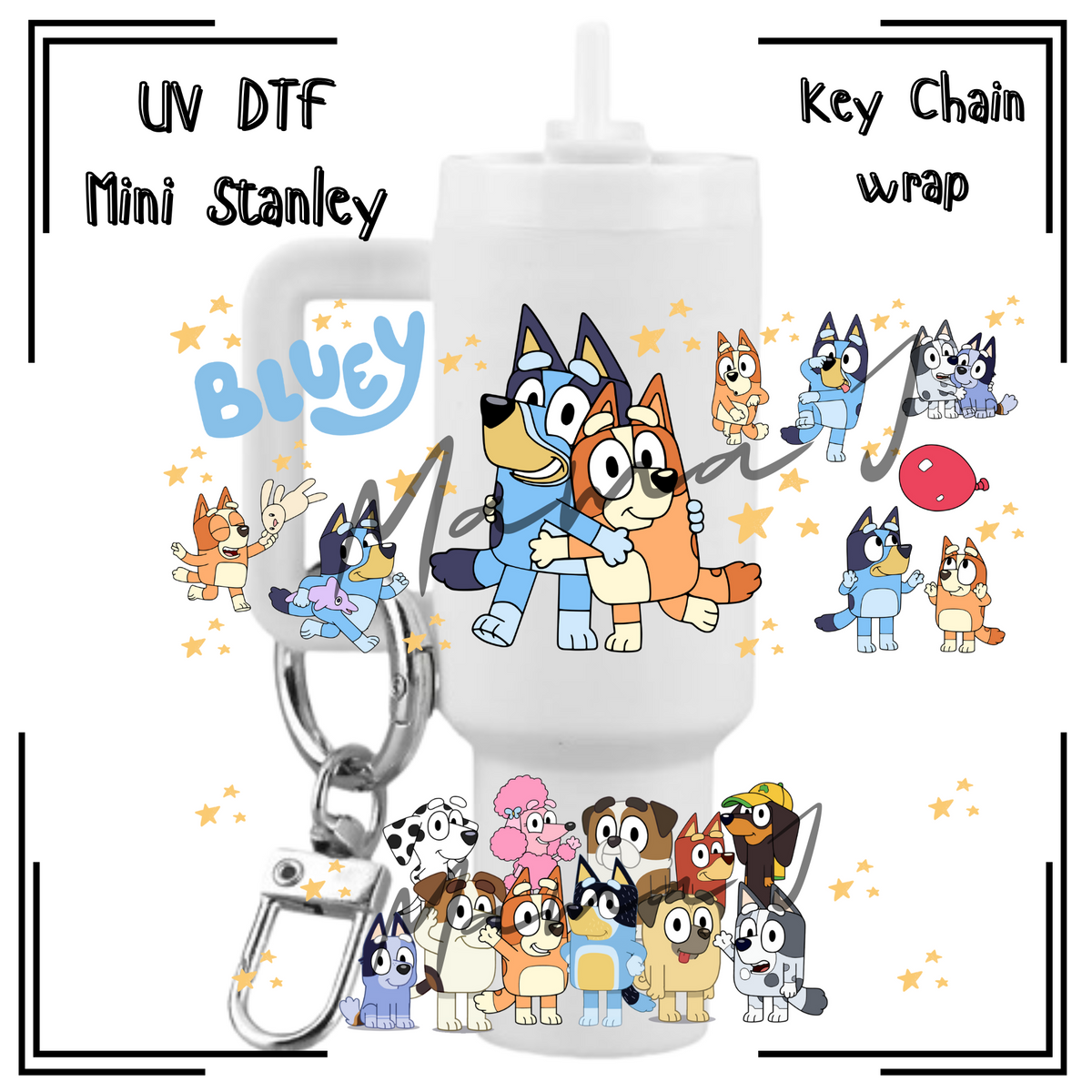 Bluey UV DTF Mini Stanley Key Chain Wrap| MamajCreations