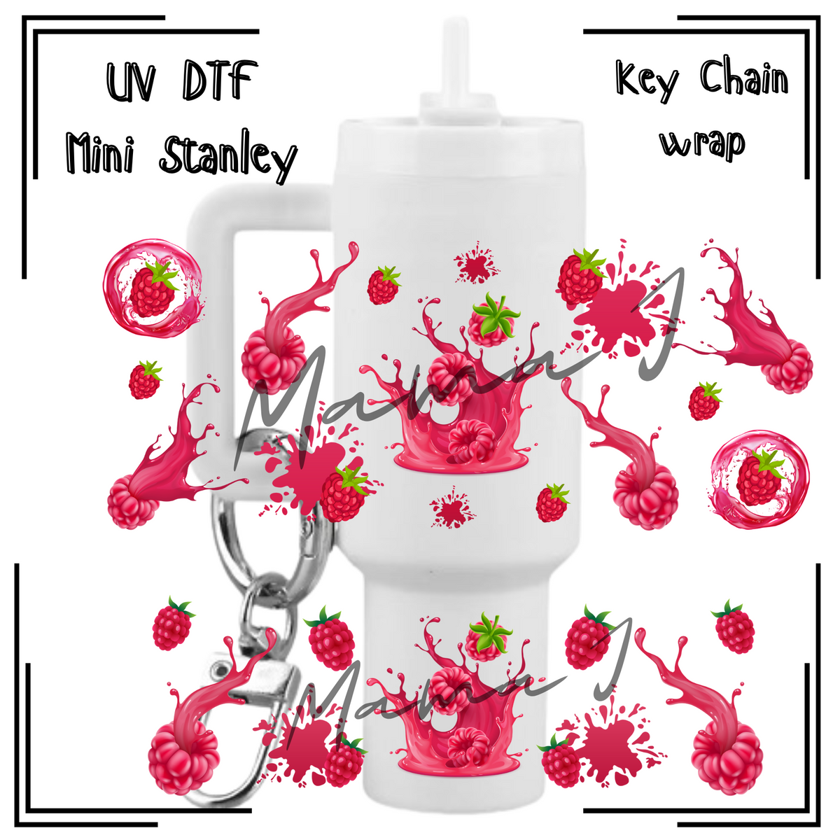 Raspberry Splash UV DTF Mini Stanley Key Chain Wrap| MamajCreations